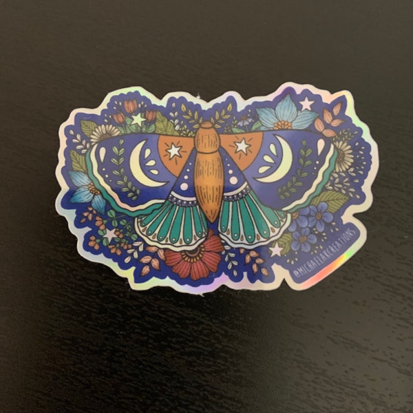 Holographic Moth Sticker | Witchy Sticker | Moth Sticker|stickers for ...