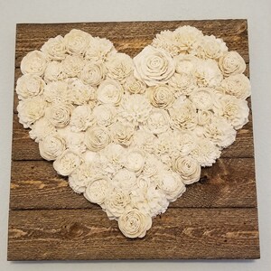 Small Wood Flower Heart Board Modern Farmhouse Rustic Decor | Etsy