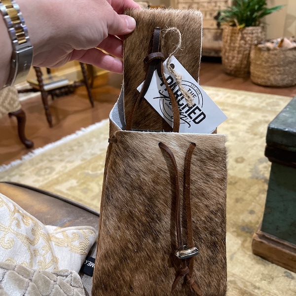 Cowhide Saddle Drink Holder, Cell Phone Holder, Western Wedding Gift ...