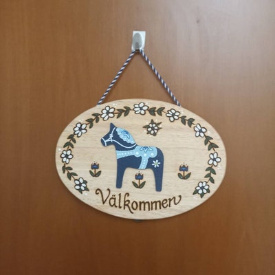 Swedish Welcome Sign, Dala Horse, Swedish Sign, Swedish Gifts, Swedish ...