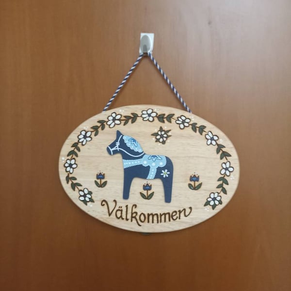 Swedish Welcome Sign, Dala Horse, Swedish Sign, Swedish Gifts, Swedish ...