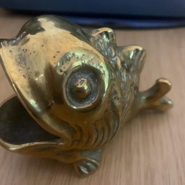 Vintage Brass Fish With Large Mouth Receptacle - Etsy