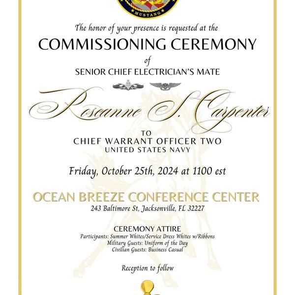 Covers From Chief commissioning Ceremony Invite Military Invitation ...