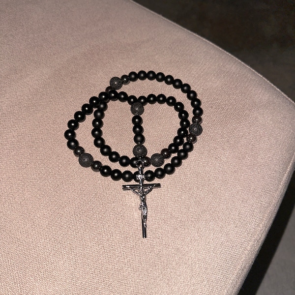 Men's Genuine Shungite Rosary, Catholic Rosaries, Prayer Necklace, Dad ...