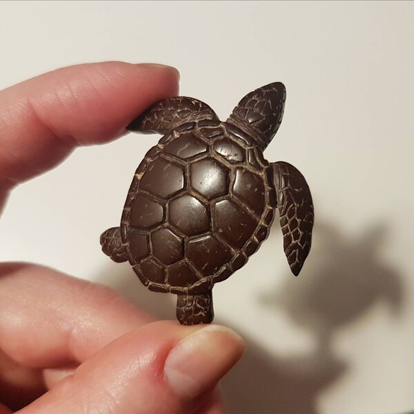 Handcrafted Miniature Coconut Shell Turtle -eco Friendly Coastal Charm ...