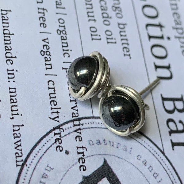 Hematite Studs 4mm 6mm or 8mm Hematite Earrings Post Earrings Wire ...