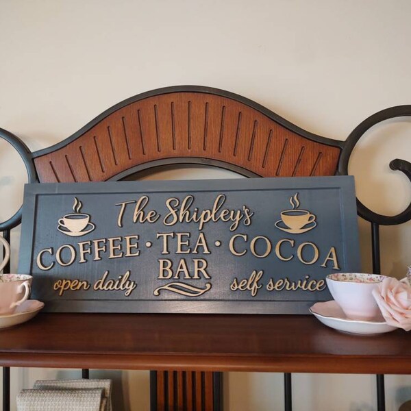 Custom Coffee Tea Cocoa Sign Coffee Bar Sign New Home Kitchen Decor ...