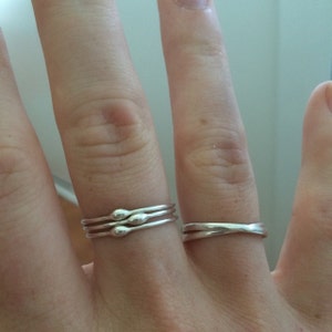 Sterling Silver Stacking Ring Set, Rain, Set of Three - Etsy
