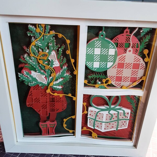 3D SVG Christmas Shadow Box, Layered Winter Shadow Box Svg, Christmas ...