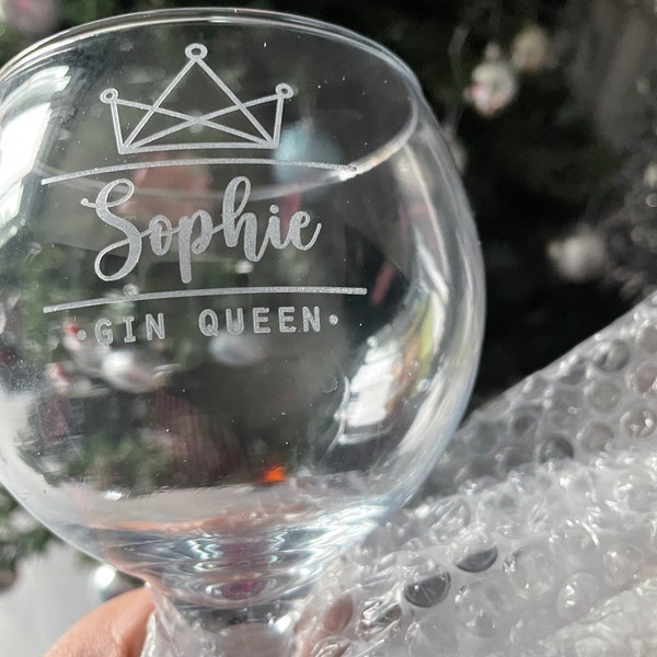 Personalised Gin Glass With Gift Box Engraved Custom Glassware ...