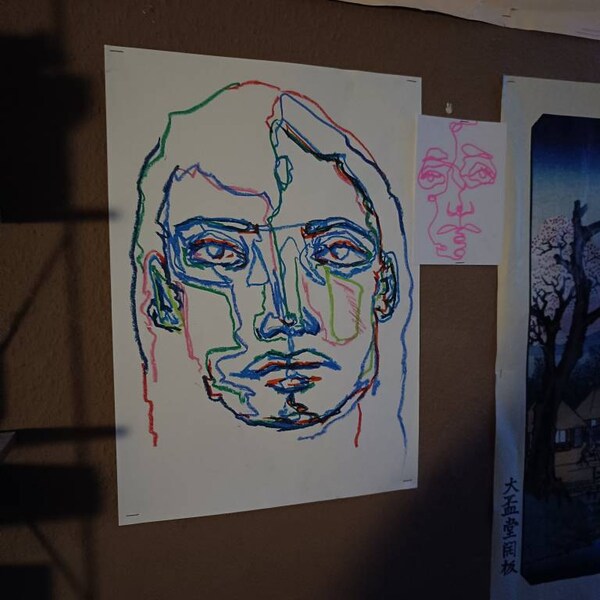 A3 Abstract Hand Drawn Ink Faces, Continuous Line Original Artwork - Etsy