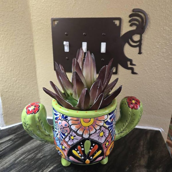 Hand Painted Mexican Talavera Mini Shoe Planter Pot in Brown and White ...