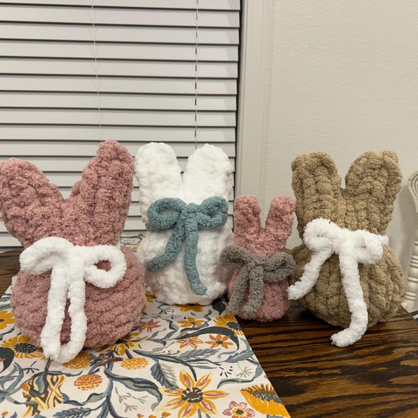 Fingerknit Easter Chunky Bunny Peeps Pattern With Video Tutorial - Etsy