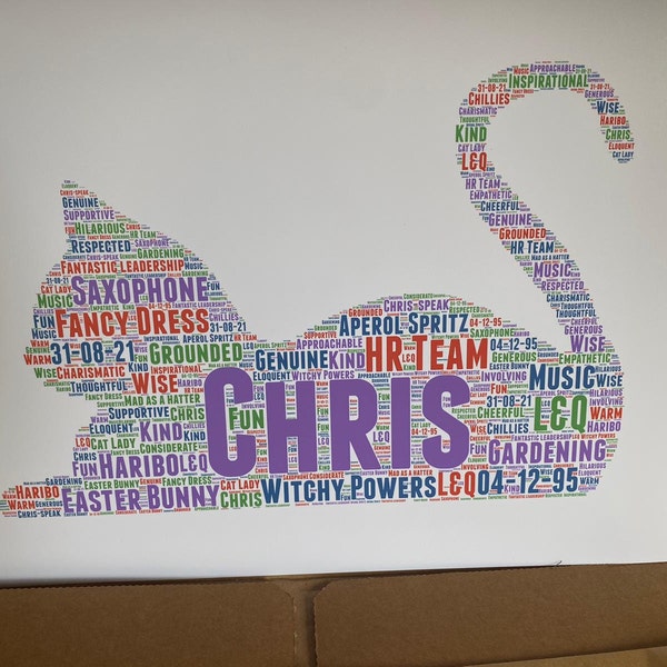 Personalised Cat Lover Gift Word Art Wall Room Decor Prints Crazy Cat ...