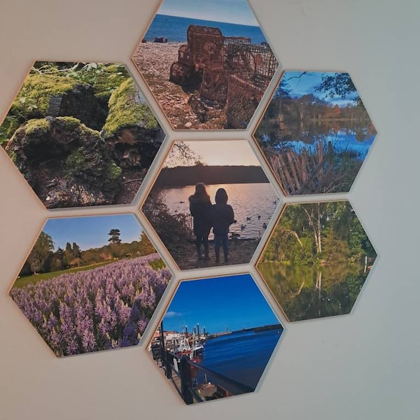 Hexagon Photo Frame, Wooden Hexagonal Photo Frame, Personalized Photo ...