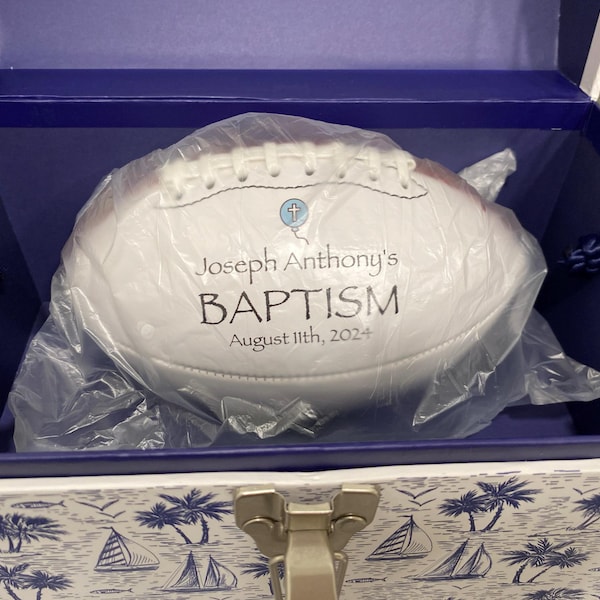 Baptism Football Gift, Baptism Keepsake, Personalized Football for Him ...
