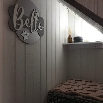 Personalised Dog / Puppy Wooden Name Plaque / Sign Paw - Etsy UK