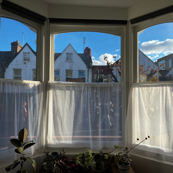 Traditional Plain White Lead Weighted Net Curtain Sold by the Metre in ...