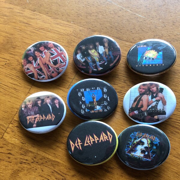 Def Leppard Pins: 1980s Rock Band Buttons, Magnets, Keychains - Set of ...