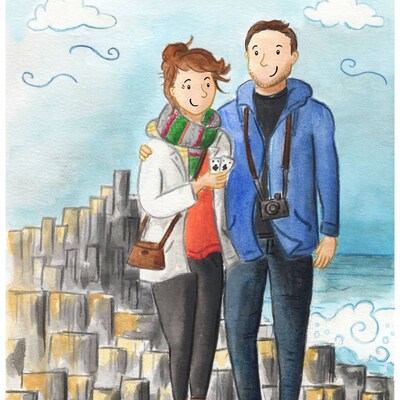 A5 1 Person Custom Portrait Hand Painted Acrylic Illustration ...