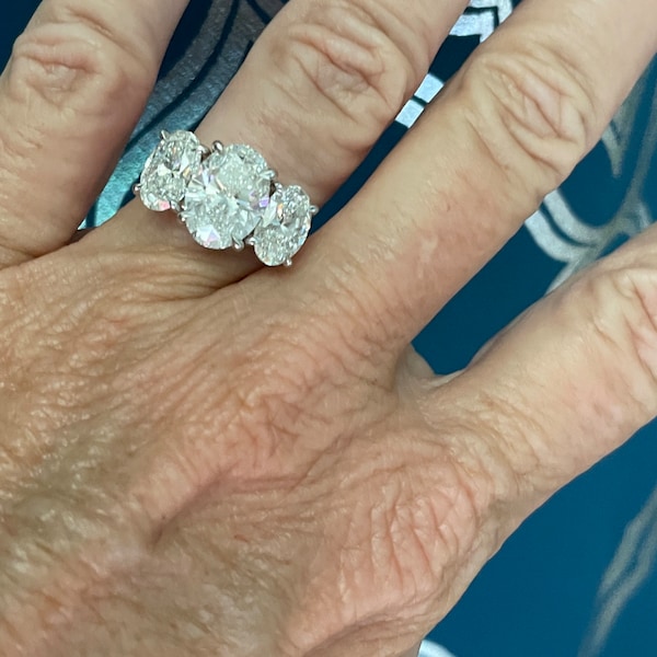 5 Carat Oval Lab Grown Diamond Trilogy Ring / Oval Three Stone ...