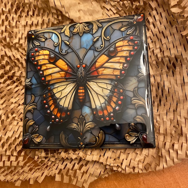 Butterfly Art Nouveau Ceramic Art Tile Decorative Glossy Tile for ...