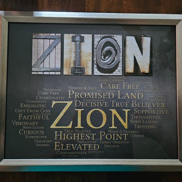 Zion Name Sign Wall Art Décor Personalized Gift Typography Poster ...