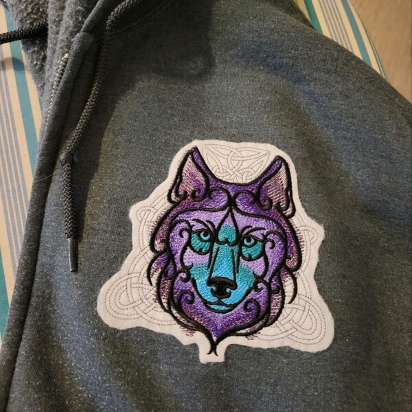 Celtic Wolf - Iron on Embroidery Patch Mtcoffinz - Choose Size - Etsy