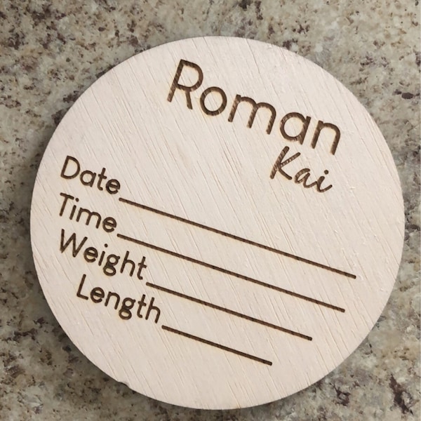 Newborn Baby Stats Sign, Birth Announcement Sign, Wooden Sign, Round ...