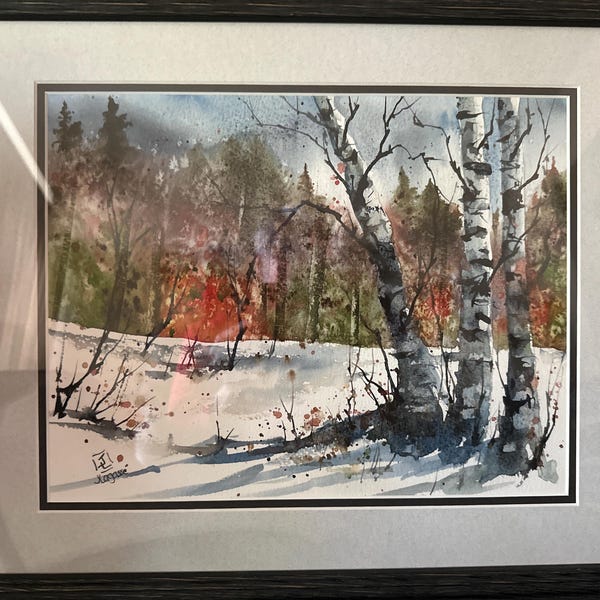 Watercolor Original Painting, Tree Painting, Landscape Painting, Wall ...