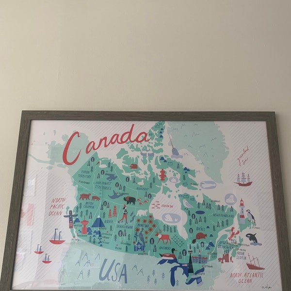Illustrated Map of Canada Poster - Etsy