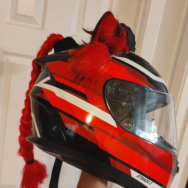 Motorcycle Helmet Pigtails 2 @ 14"ea ... 16 Colors....usa Made Ships ...
