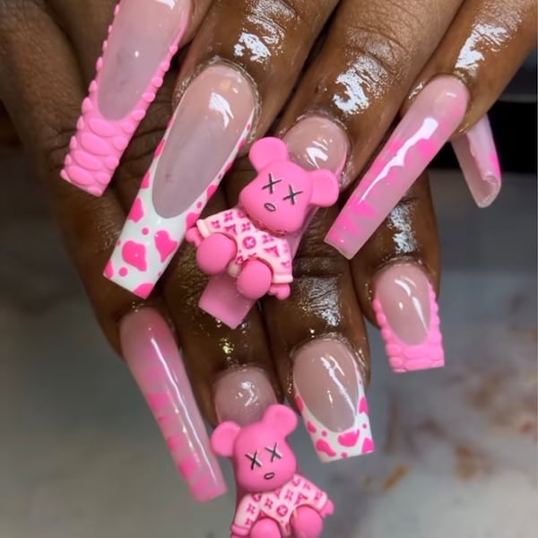 Red and Black Lady Luck Press on Nails, Reusable Press on Nails, Poker ...