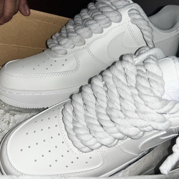 Custom Rope Lace Air Force 1 - White / White - Etsy UK