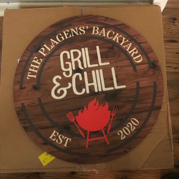 Grill Sign for Backyard Barbeque Family Name Outdoor Metal Sign for ...