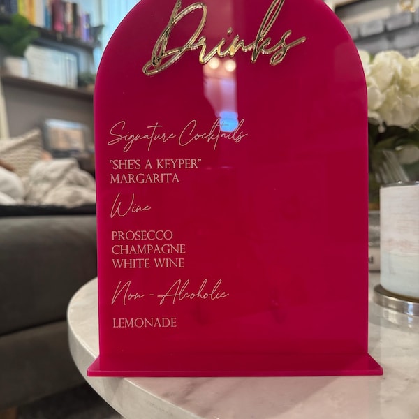 A6/A5 Arch Drinks Menu, Cream Beige Marble Acrylic Menu, UV Printed ...