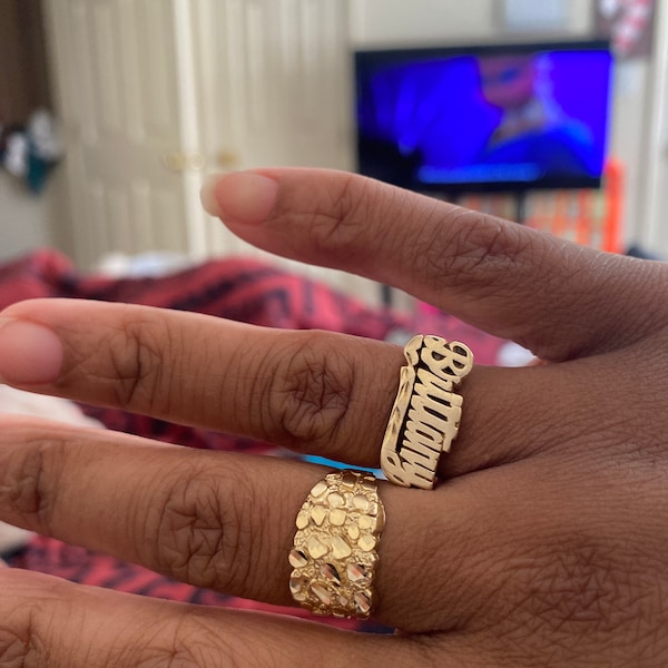 Authentic 14k Yellow Gold Nugget Ring for Mens & Womens 4 Types Size 6 ...