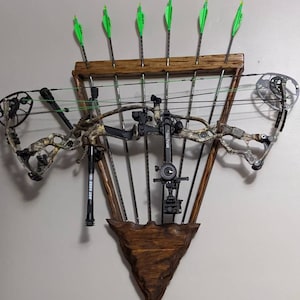 Archery Bow Rack, Wall Mounted, Bow Rack, Rusted Wood Bow Rack,bow ...