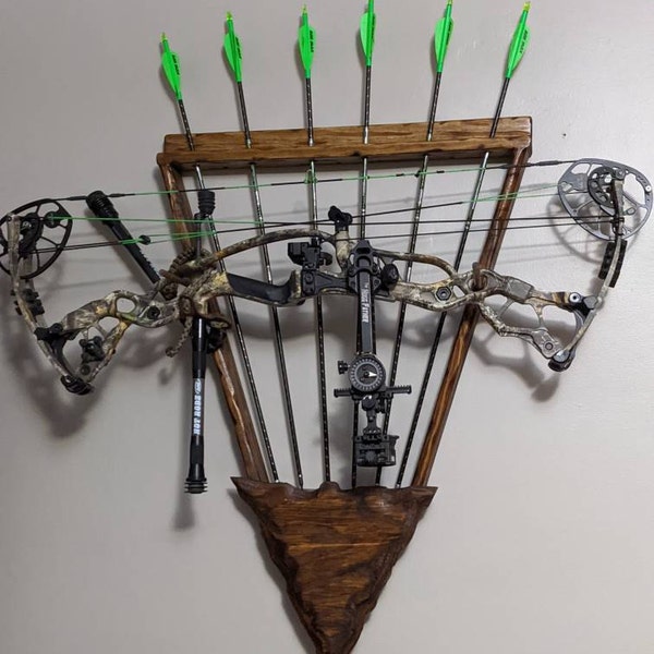 Archery Bow Rack, Wall Mounted, Bow Rack, Rusted Wood Bow Rack,bow ...
