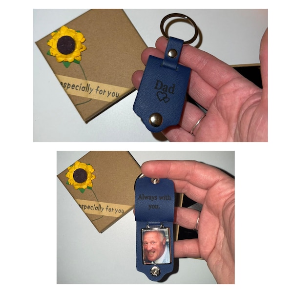 Personalized Mens Leather Keychain With Photo,metal Tag Photo Keychain ...