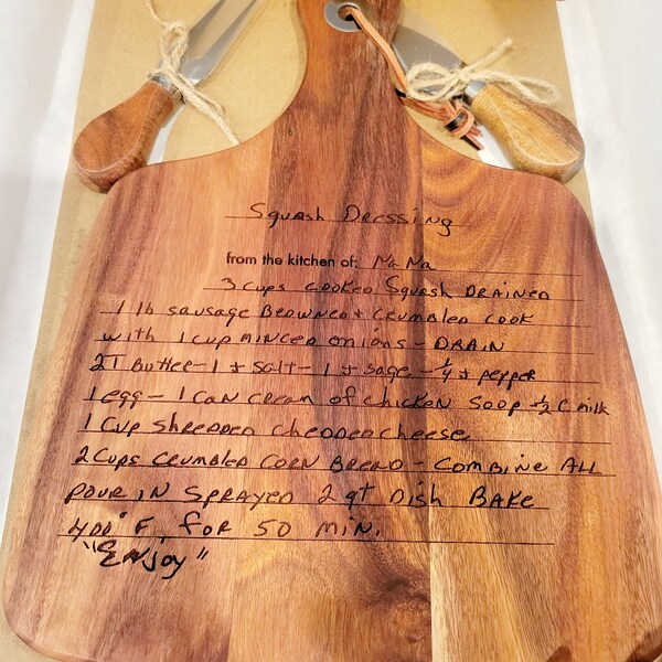 Personalized Recipe Cutting Board - Recipe Engraved - Handwritten Gifts ...