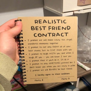 Realistic Best Friend Contract 5 X 7 Journal - Etsy
