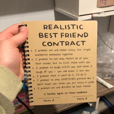 Realistic Best Friend Contract 5 X 7 Journal - Etsy