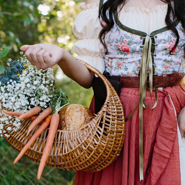 Hobbit Bodice, Renaissance Corset Flowers Cottagecore Style Corset Vest ...