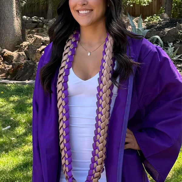 School Color Graduation Celebration Rose Hawaiian Ribbon Lei - Etsy