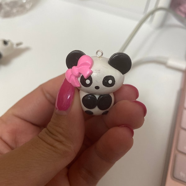 Panda Charm W/ Bow | Polymer Clay | Kawaii - Etsy