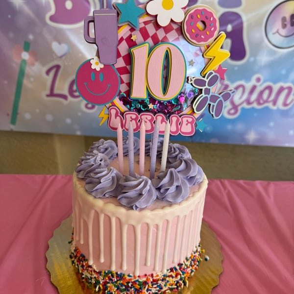 Pink Preppy Shaker Cake Topper, Smiley Face Birthday Party, Ten is a ...