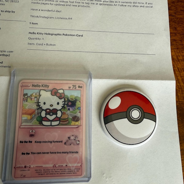Hello Kitty Holographic Pokemon Card - Etsy