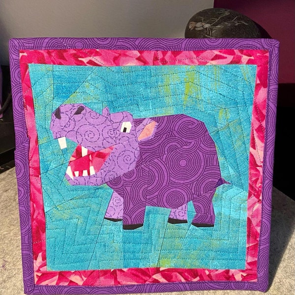 Hippo Quilt Block Pattern, PDF Instant Download, Foundation Paper ...