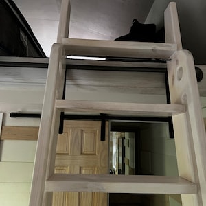 LADDER HANDRAILS Black White or Bare Steel No Obstructions Candy-cane ...